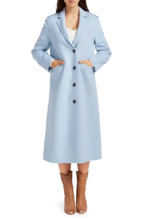 BELLE & BLOOM Wool-blend Longline Coat - Sky Blue