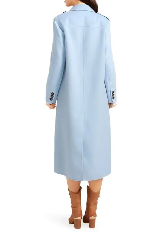 BELLE & BLOOM Wool-blend Longline Coat - Sky Blue