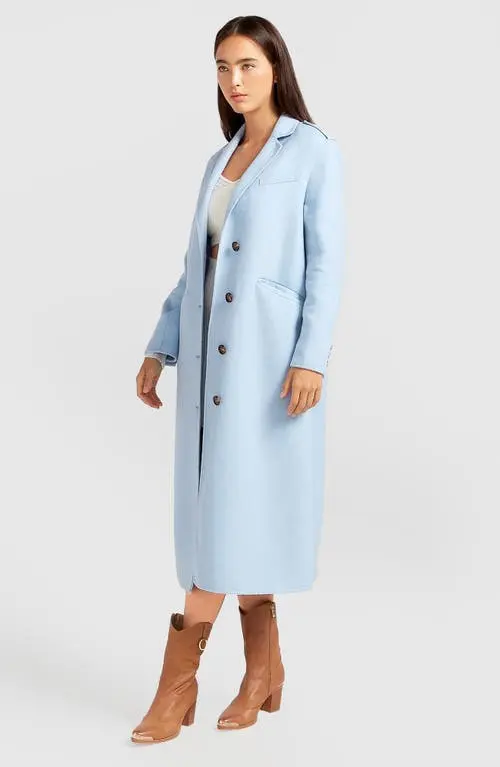 BELLE & BLOOM Wool-blend Longline Coat - Sky Blue