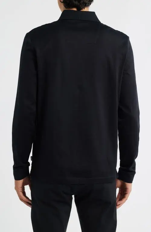 BOSS Pado Long Sleeve Cotton Polo - Black