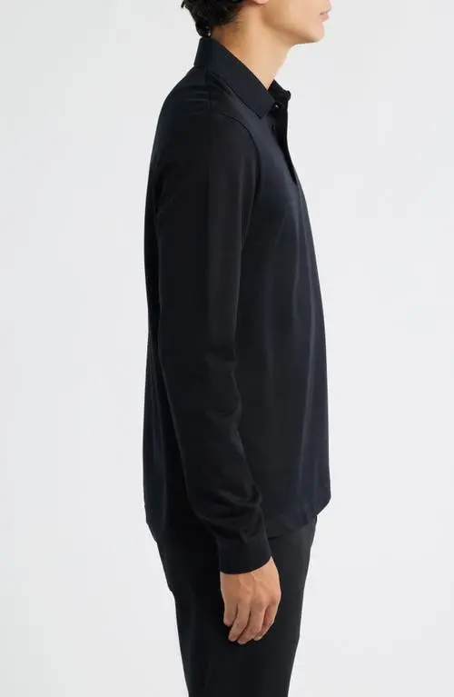 BOSS Pado Long Sleeve Cotton Polo - Black