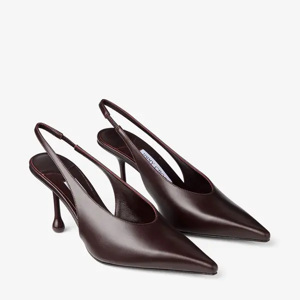JIMMY CHOO Isa 80 Calf Leather Pumps - Deep Merlot