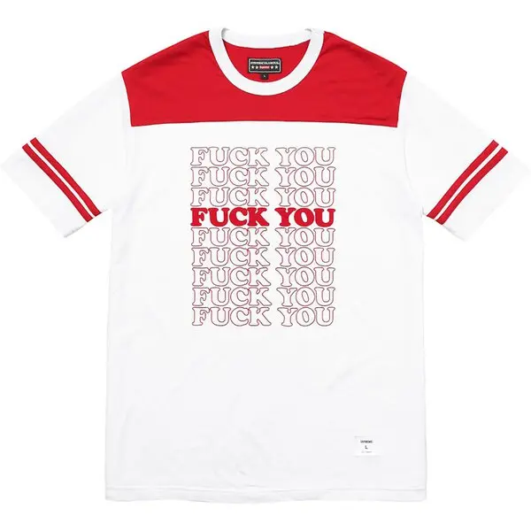 Supreme Hysteric Glamour Fuck You Football Tee Shirt - White