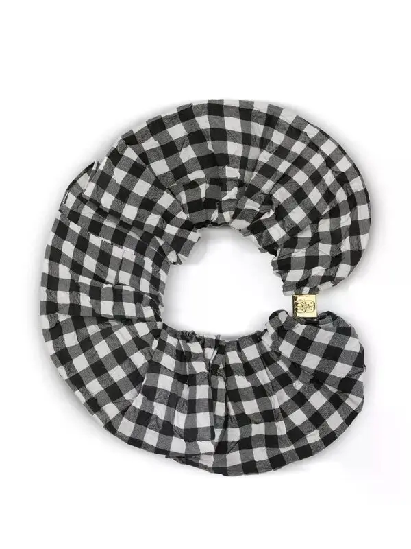 GANNI Checked Seersucker Scrunchie