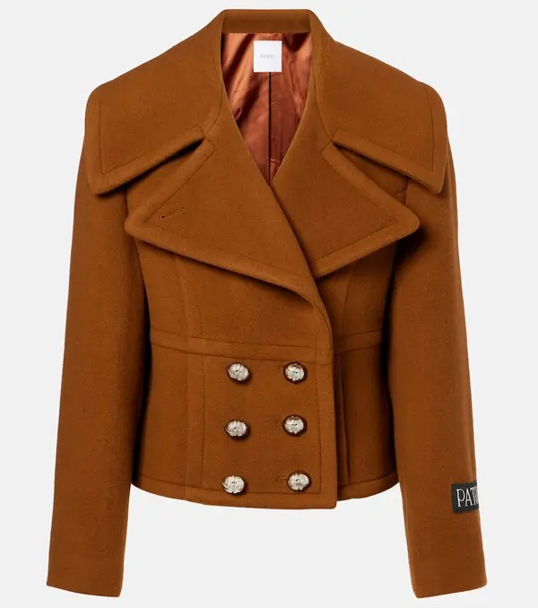 PATOU Cropped Wool-blend Jacket - Brown