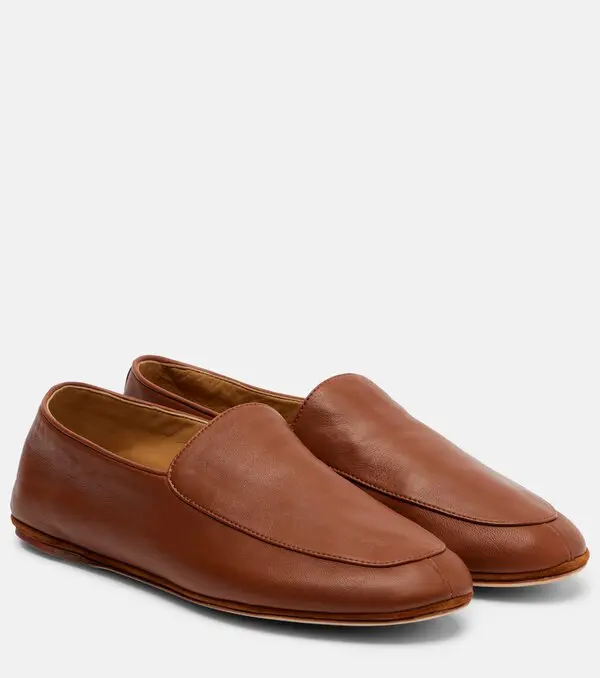 Loro Piana Anton Walk Leather Loafers - Brown