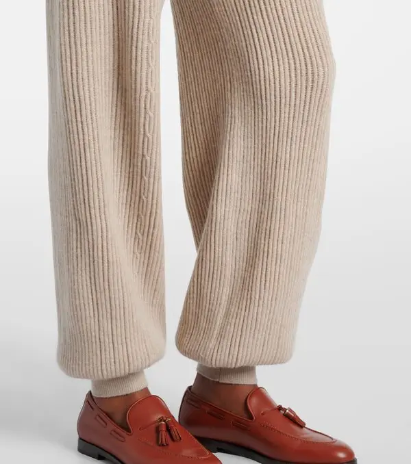 Loro Piana Plane Tree Ribbed-knit Cashmere Sweatpants