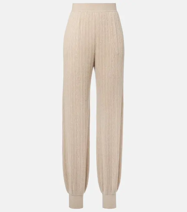 Loro Piana Plane Tree Ribbed-knit Cashmere Sweatpants - Beige