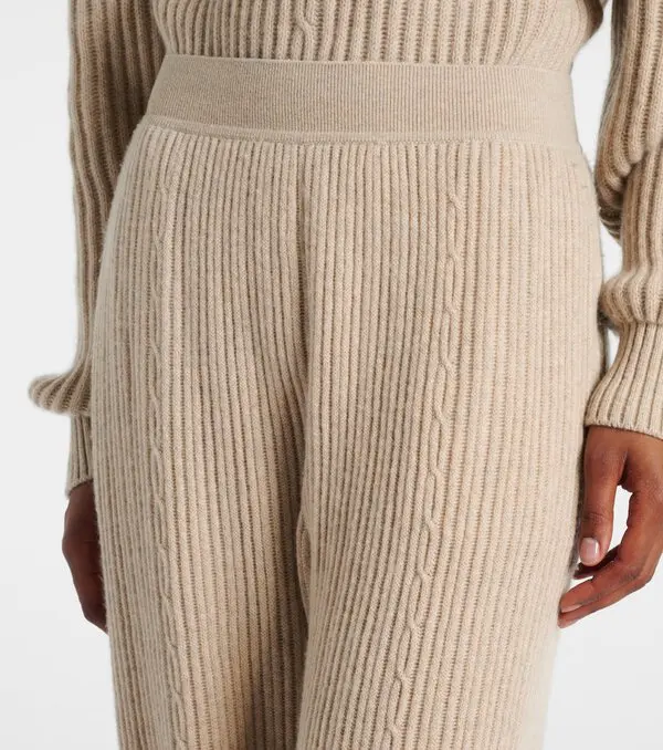 Loro Piana Plane Tree Ribbed-knit Cashmere Sweatpants - Beige