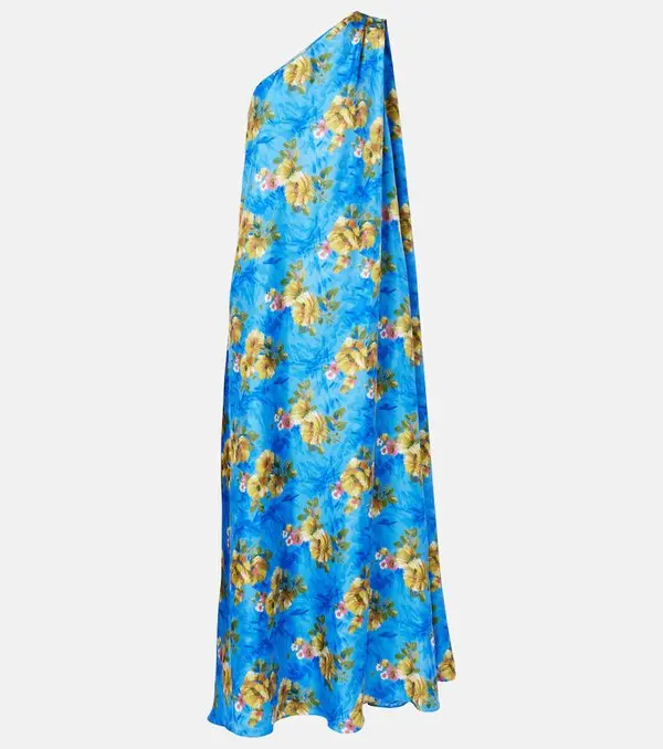 La DoubleJ Roy Floral Silk Twill Maxi Dress - Blue
