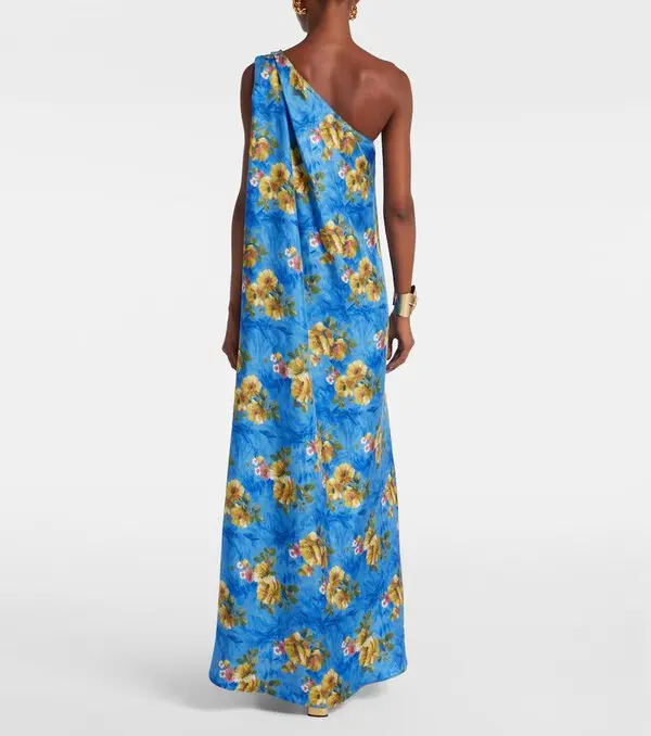 La DoubleJ Roy Floral Silk Twill Maxi Dress - Blue