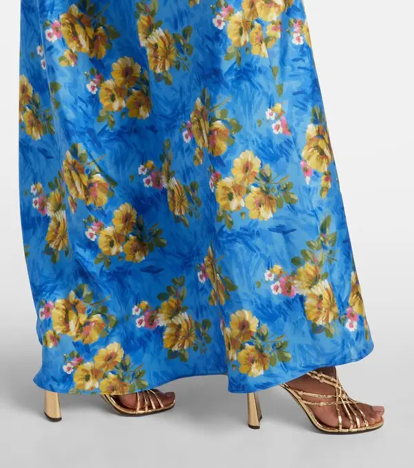 La DoubleJ Roy Floral Silk Twill Maxi Dress - Blue