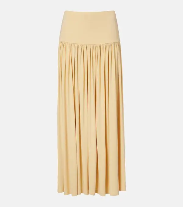 AYA MUSE Gathered Jersey Maxi Skirt - Yellow