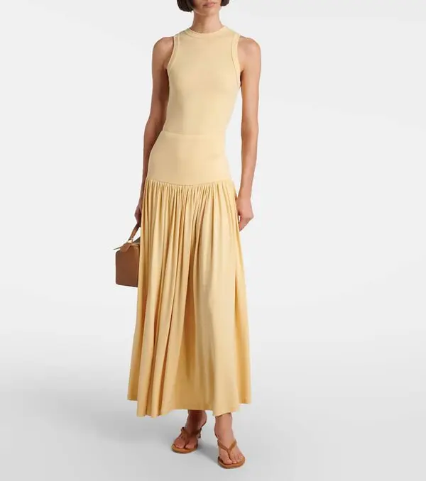 AYA MUSE Gathered Jersey Maxi Skirt - Yellow