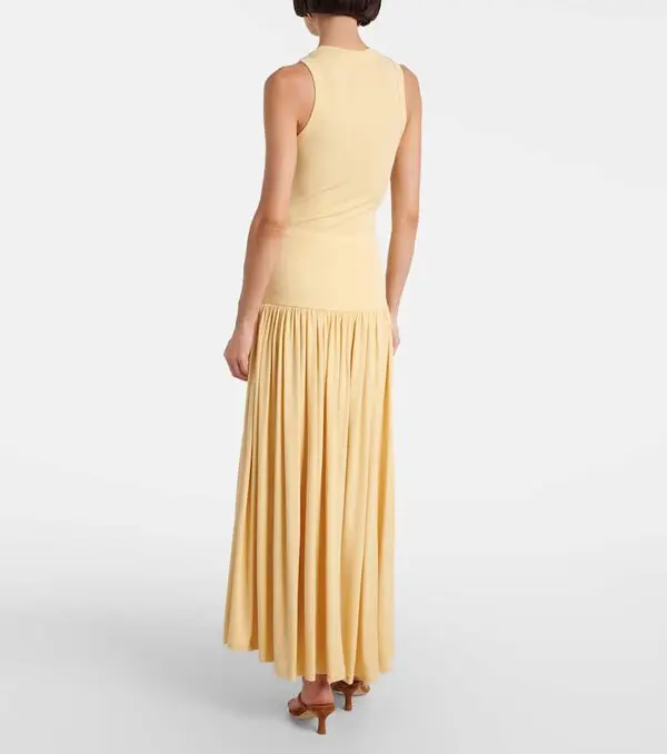 AYA MUSE Gathered Jersey Maxi Skirt - Yellow