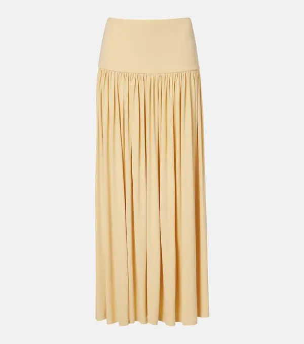 AYA MUSE Gathered Jersey Maxi Skirt - Yellow