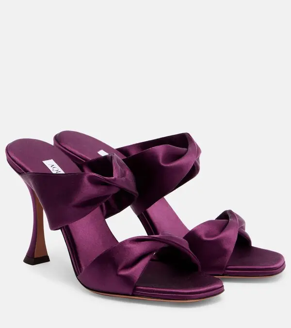 AQUAZZURA Twist 95 Satin Mules - Purple