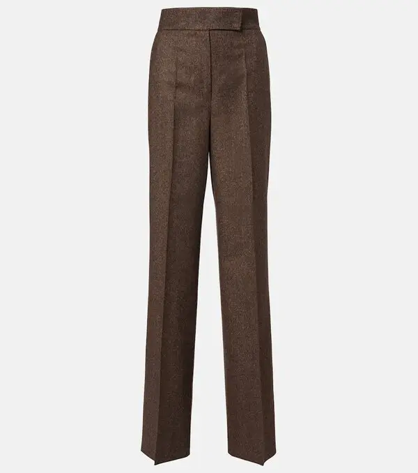 Max Mara Virgin Wool Straight Trousers - Brown
