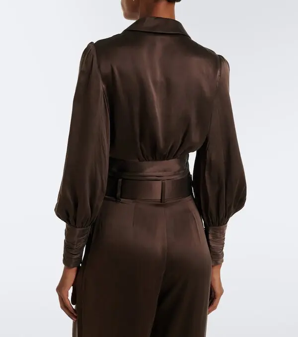 Zimmermann Silk Satin Wrap Top - Brown