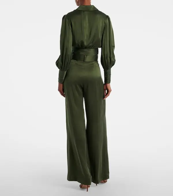 Zimmermann Silk Satin Wrap Top - Green