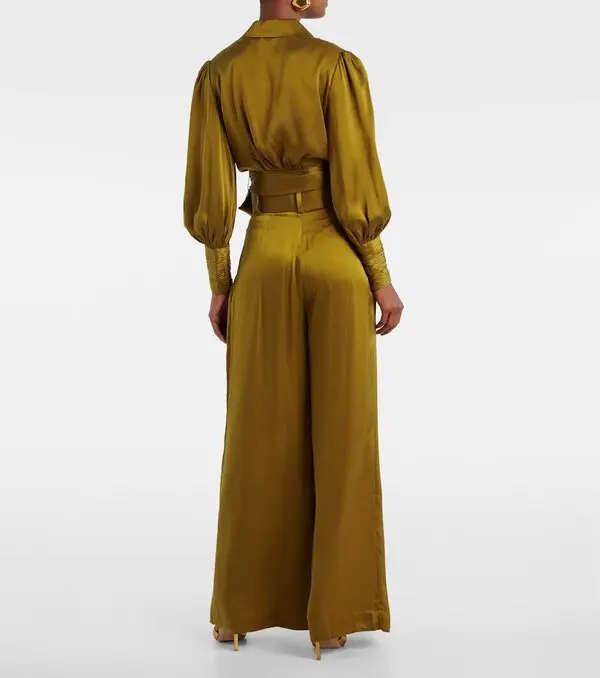 Zimmermann Silk Satin Wrap Top - Green