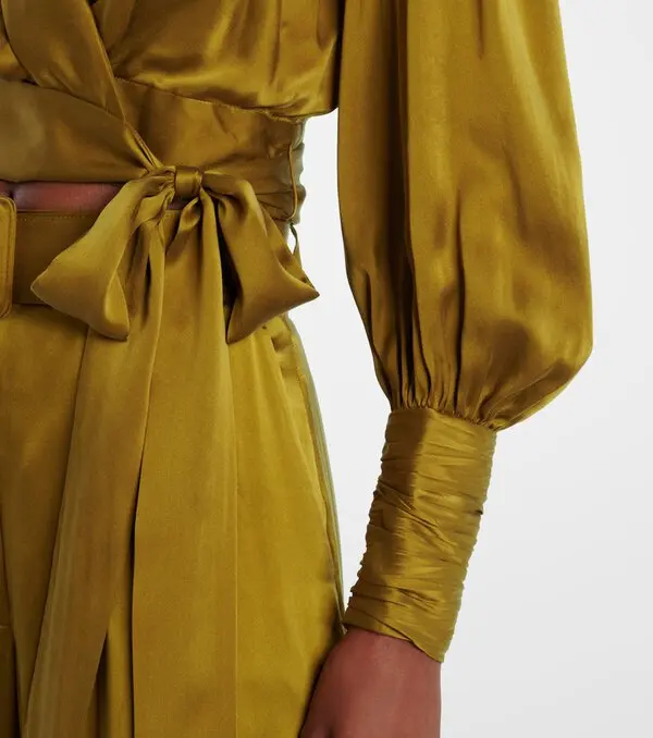Zimmermann Silk Satin Wrap Top - Green
