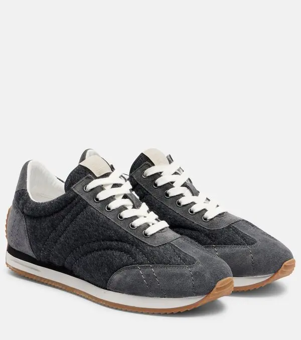 TOTEME Suede-trimmed Sneakers - Grey