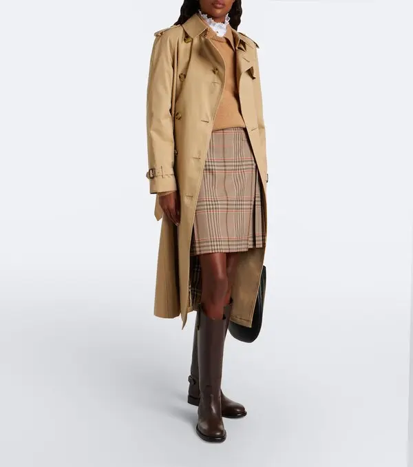 Burberry Check Wool Miniskirt - Beige