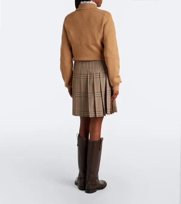 Burberry Check Wool Miniskirt - Beige
