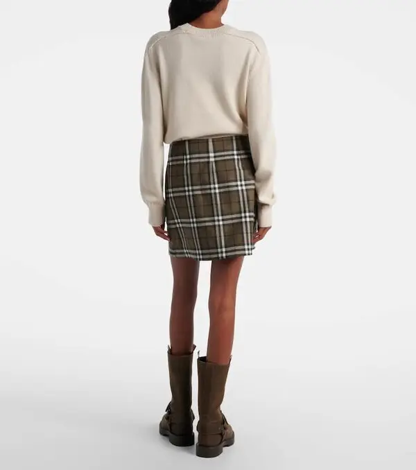 Burberry Check Wool Miniskirt