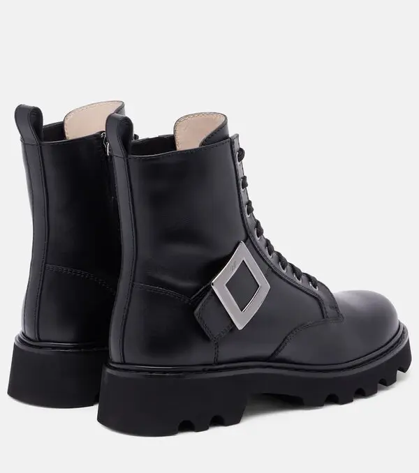 ROGER VIVIER Viv Rangers Leather Ankle Boots