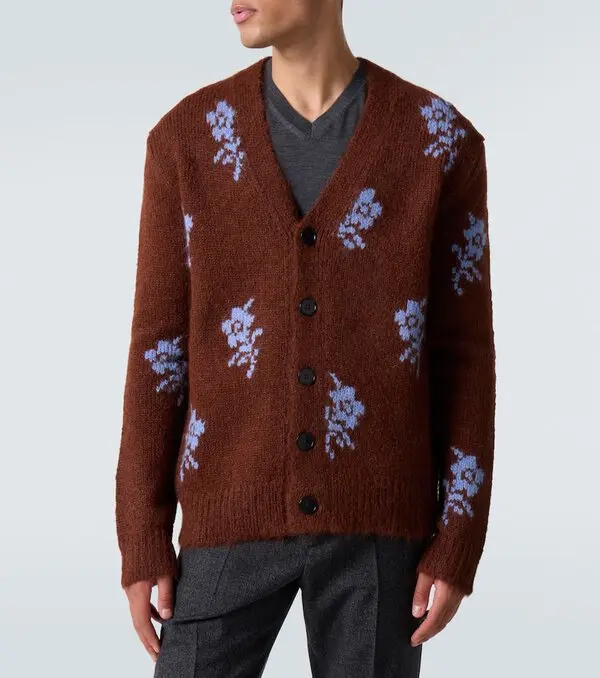 Jil Sander Intarsia Alpaca And Wool-Blend Cardigan - Brown