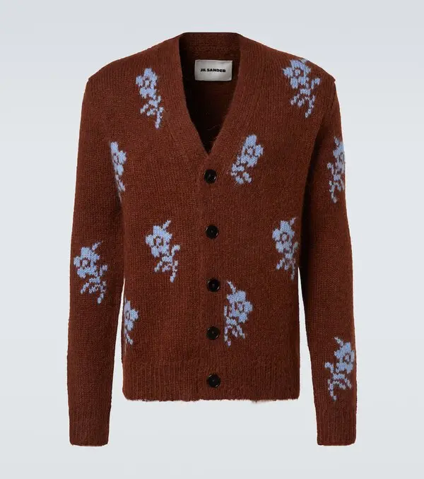 JIL SANDER Intarsia Alpaca And Wool-blend Cardigan