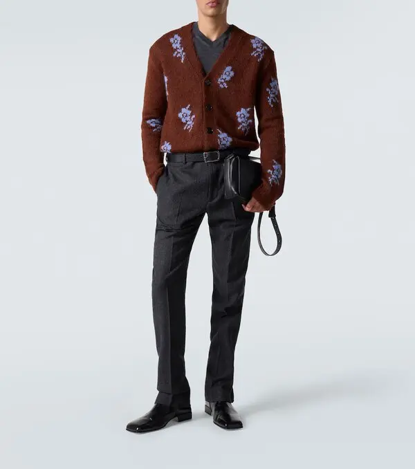 JIL SANDER Intarsia Alpaca And Wool-blend Cardigan