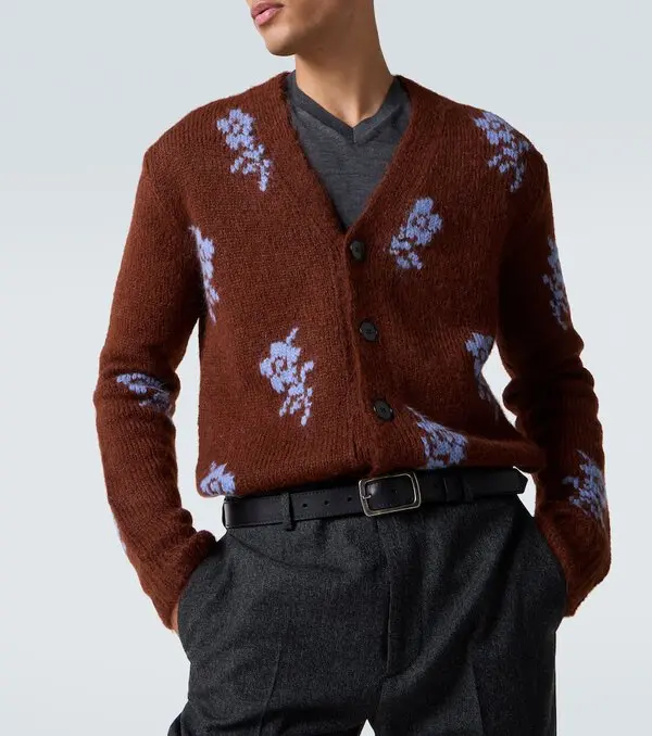 JIL SANDER Intarsia Alpaca And Wool-blend Cardigan