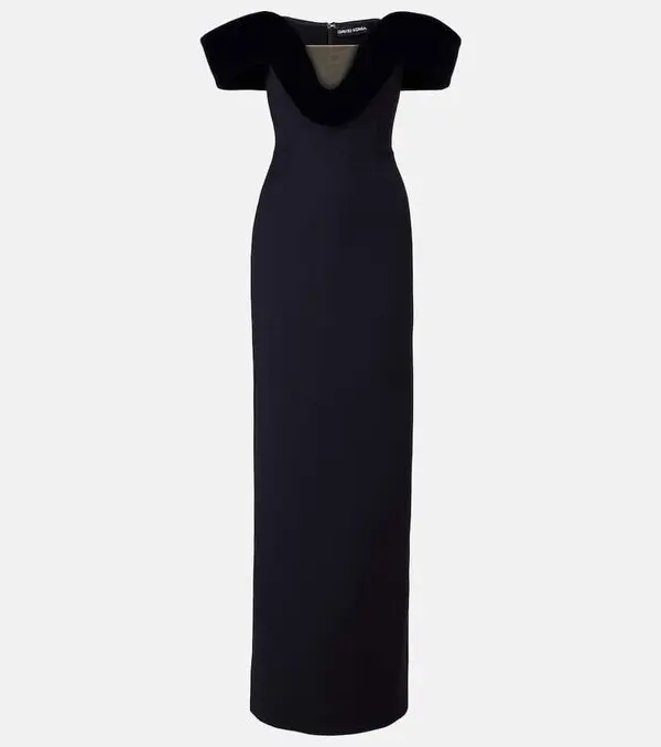 David Koma Off-shoulder Wool-blend Bustier Gown