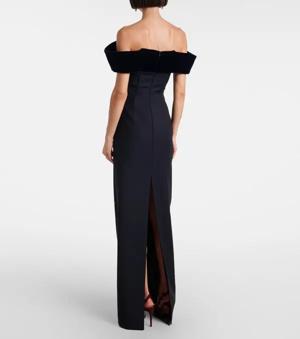 David Koma Off-shoulder Wool-blend Bustier Gown - Blue