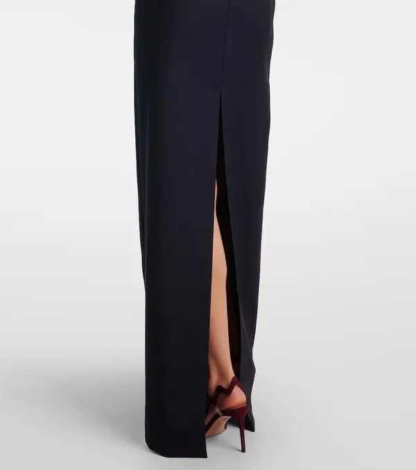 David Koma Off-shoulder Wool-blend Bustier Gown - Blue