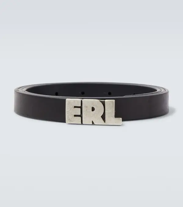 ERL Logo Leather Belt - Black