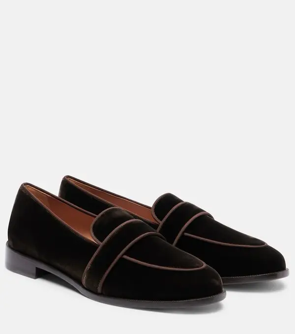 AQUAZZURA Martin Velvet Loafers - Brown