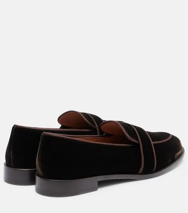AQUAZZURA Martin Velvet Loafers - Brown