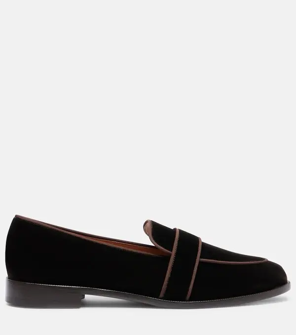 AQUAZZURA Martin Velvet Loafers - Brown