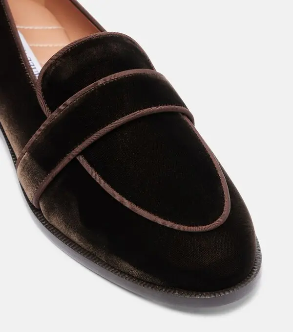 AQUAZZURA Martin Velvet Loafers - Brown