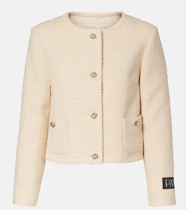 PATOU Logo Wool-blend Bouclé Jacket - Yellow