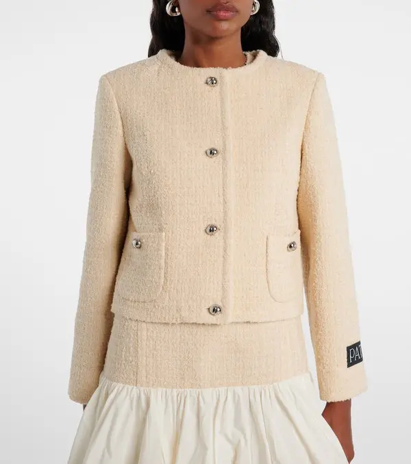 PATOU Logo Wool-blend Bouclé Jacket - Yellow