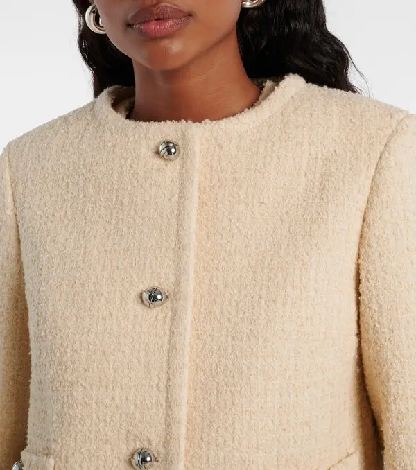 PATOU Logo Wool-blend Bouclé Jacket - Yellow