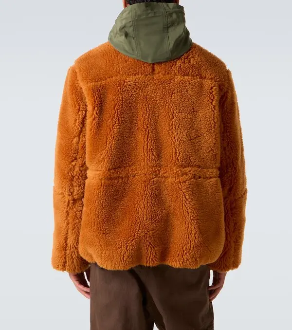 Sacai Wool-blend And Canvas Jacket - Orange
