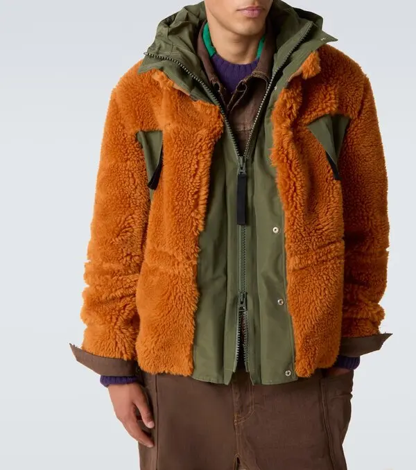 Sacai Wool-blend And Canvas Jacket - Orange