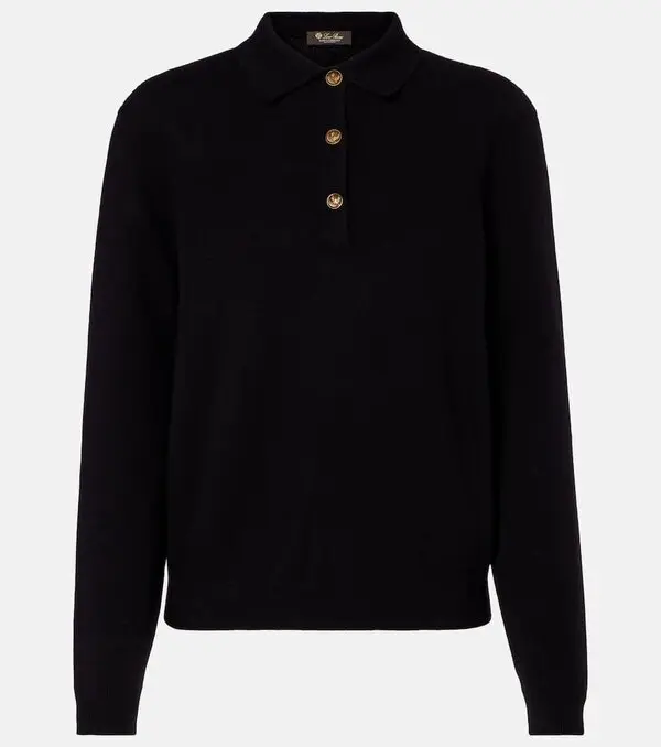Loro Piana Classic Cashmere Polo Sweater - Black