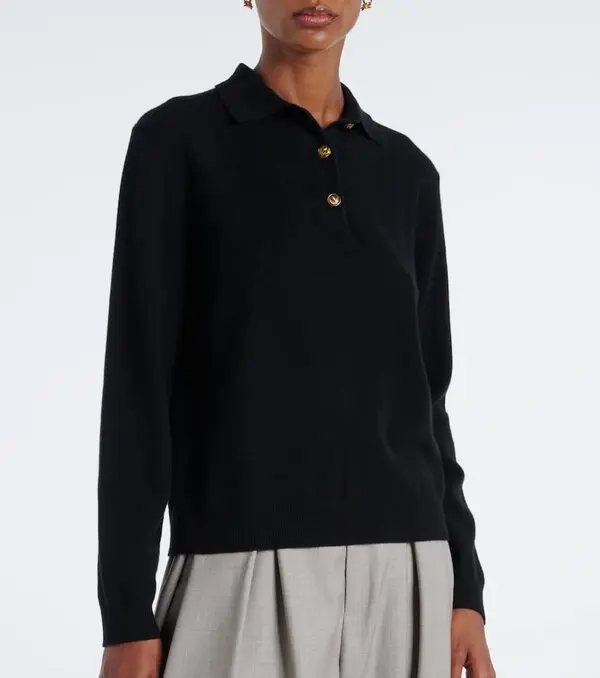 Loro Piana Classic Cashmere Polo Sweater - Black